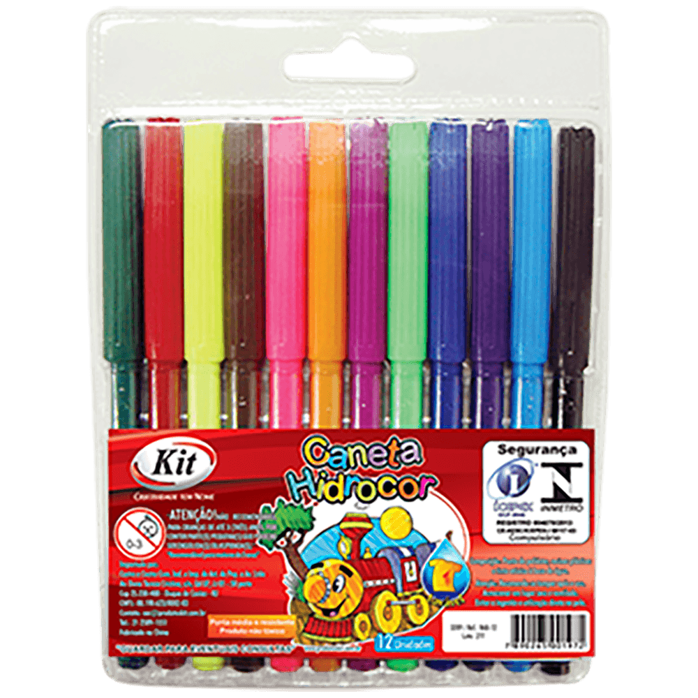 CANETA HIDROCOR IMPORTADA 12 CORES 868-12 - cacula