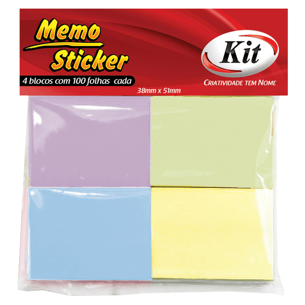 BLOCO PARA RECADO SORTIDO 4 CORES PASTEIS R.21601-29 - cacula